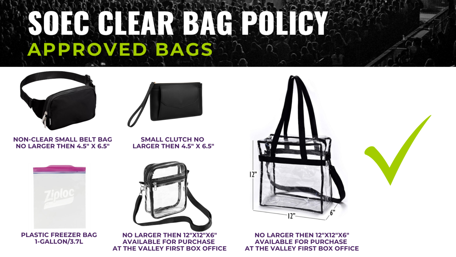 Clear Bag Policy | South Okanagan Events Centre